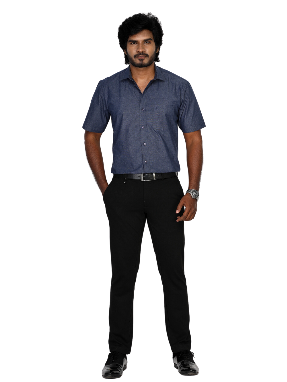 Prussian blue shirt